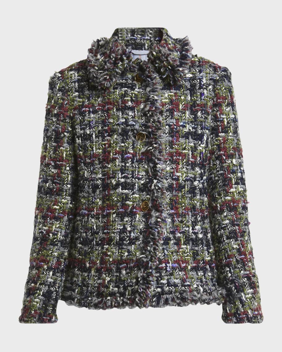Etro Textured Fringe Metallic Tweed Coat | Neiman Marcus