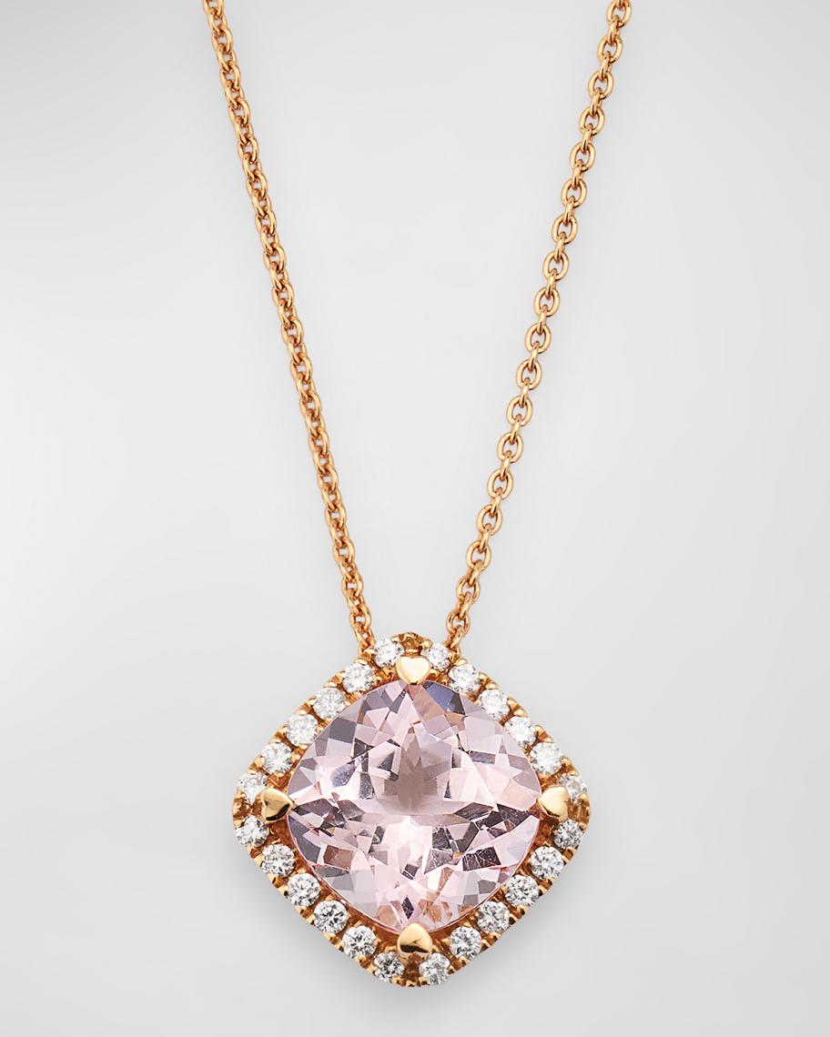 Lisa Nik Rocks 18K Rose Gold Petite Cushion Cut Pink Morganite and ...