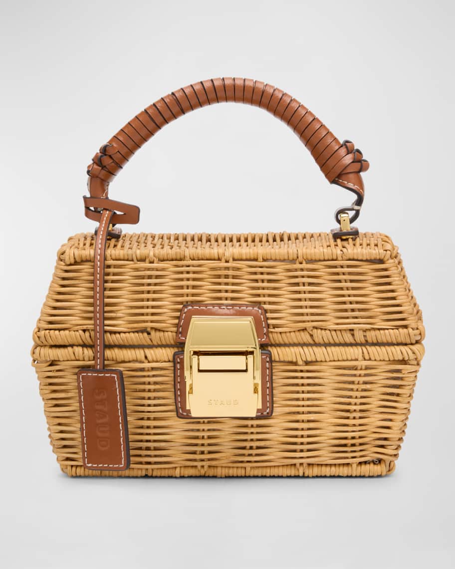 STAUD Tackle Box Straw Top-Handle Bag | Neiman Marcus