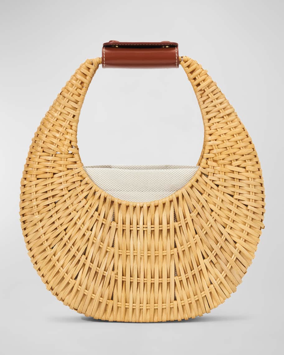 STAUD Moon Mini Wicker Top-Handle Bag | Neiman Marcus