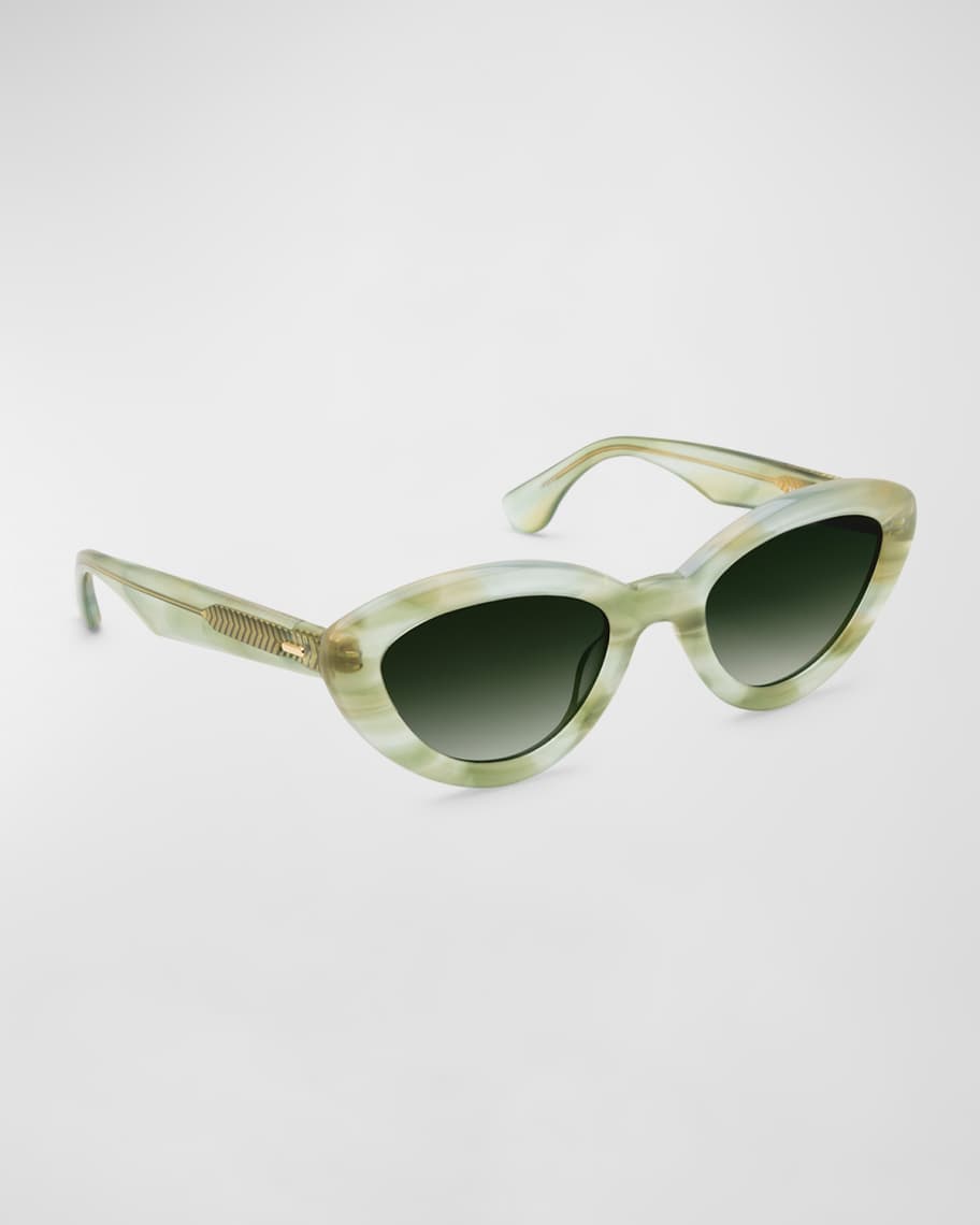 KREWE Sasha Green Acetate Cat-Eye Sunglasses | Neiman Marcus