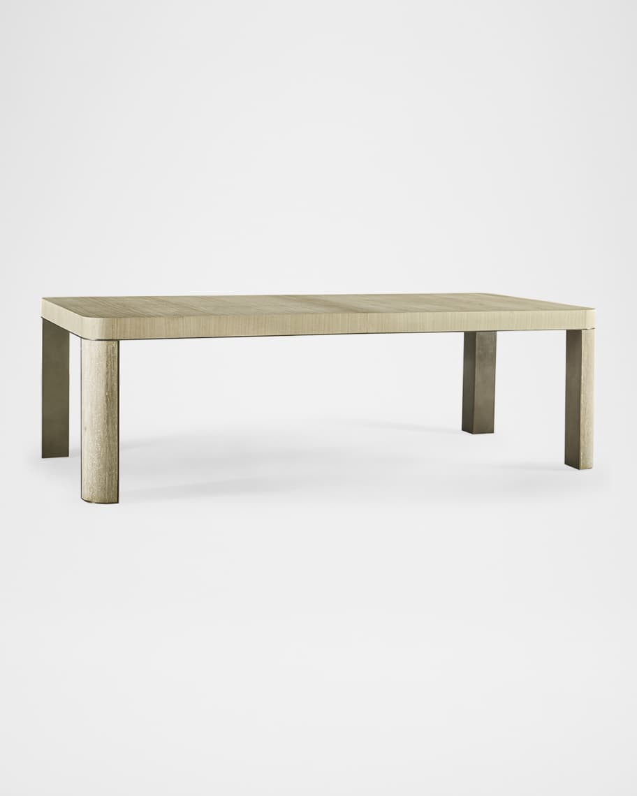 Jonathan Charles Water Upwelling Travertine Leg 96" Dining Table with 1 ...
