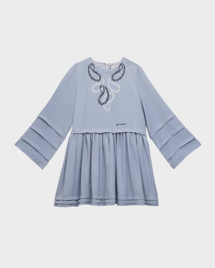 Etro Girl's Paisley Embroidered Logo-Print Dress, Size 12-16 | Neiman ...