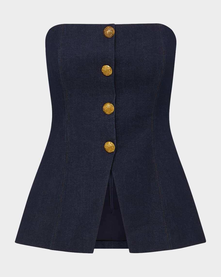 Veronica Beard Forman Strapless Denim Top | Neiman Marcus