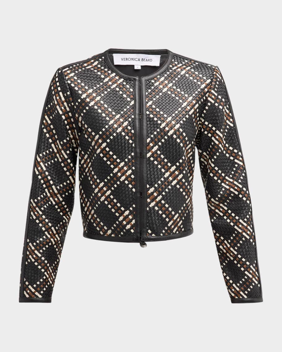 Veronica Beard Cassandra Woven Leather Jacket | Neiman Marcus