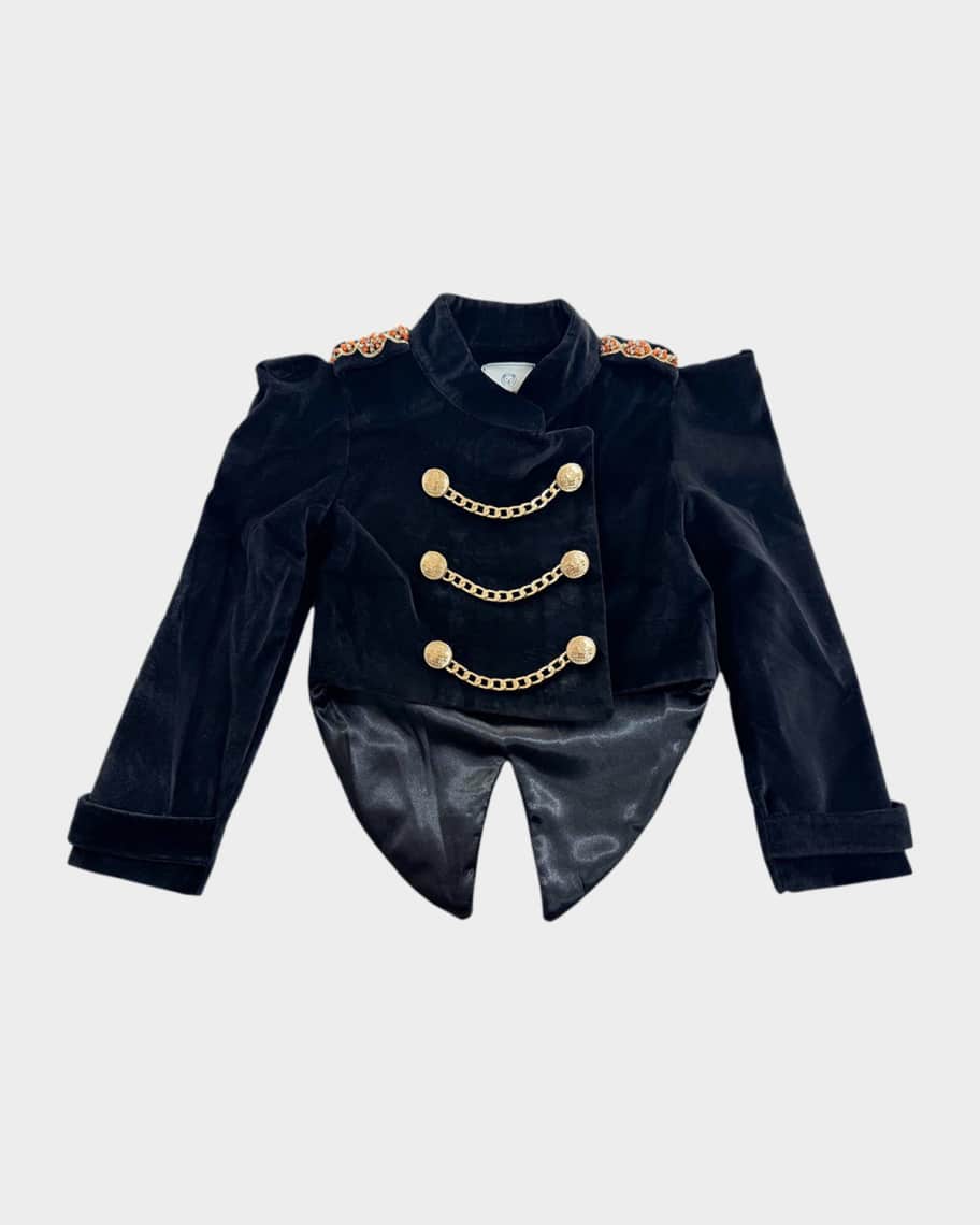 Petite Maison Kids Girl's Charlie Velour Button & Chain Jacket, Size ...