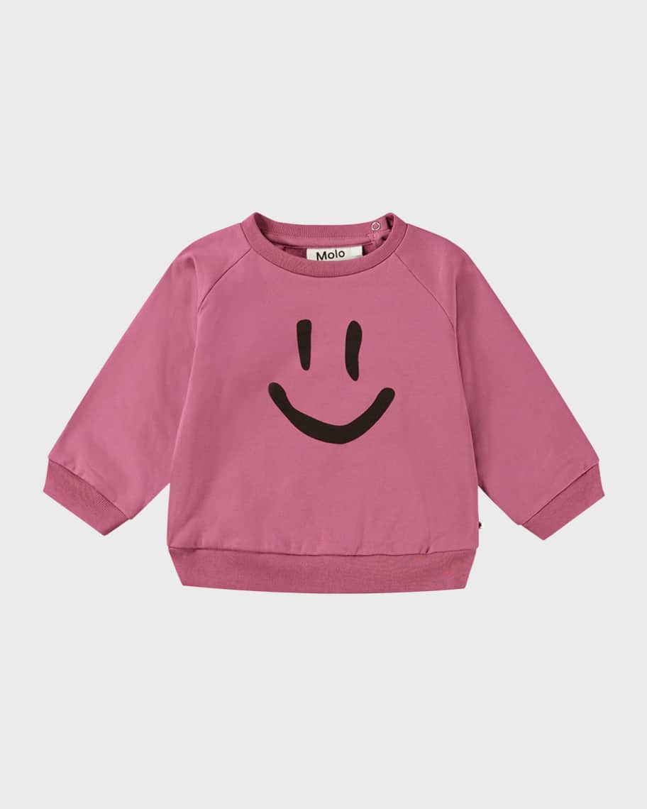 Molo Girl's Disc Happy Face Sweatshirt, Size 3M-2 | Neiman Marcus