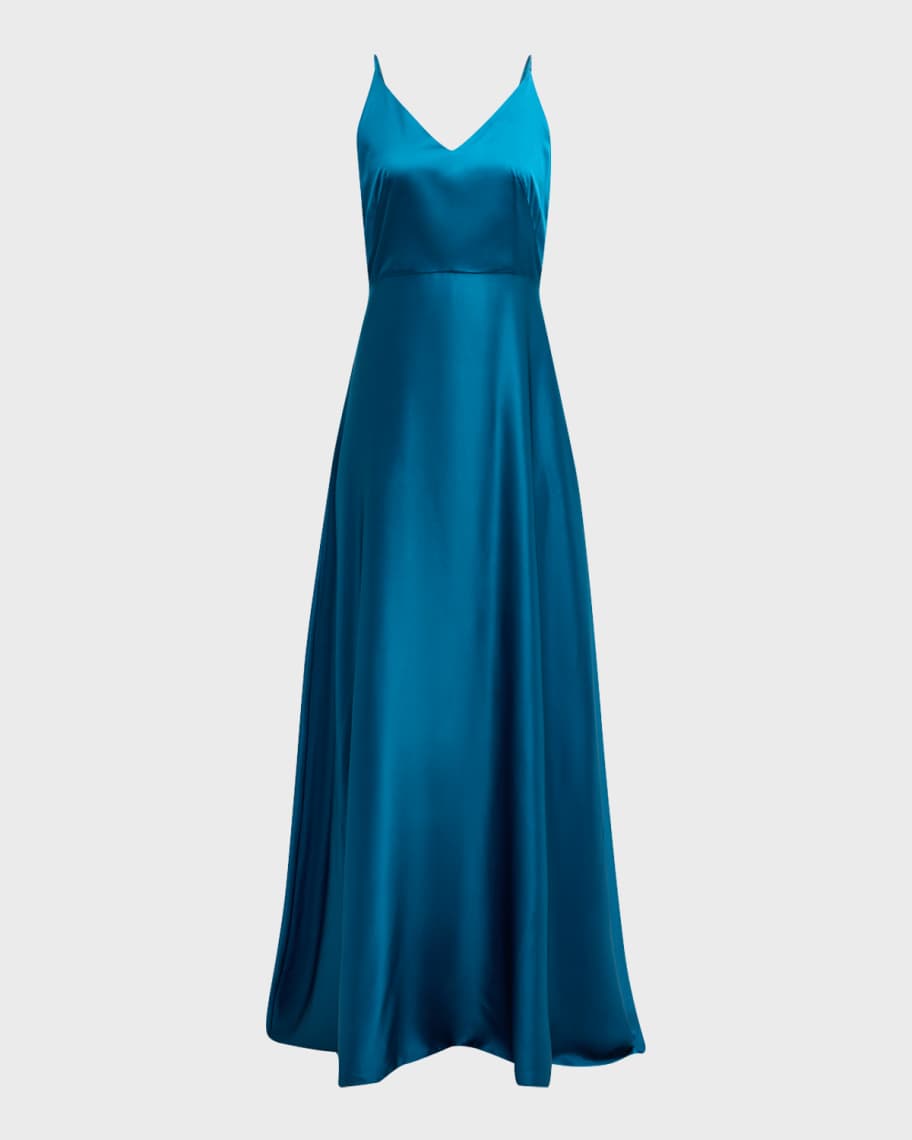 E.Stott Alison Draped A-Line Silk Gown | Neiman Marcus
