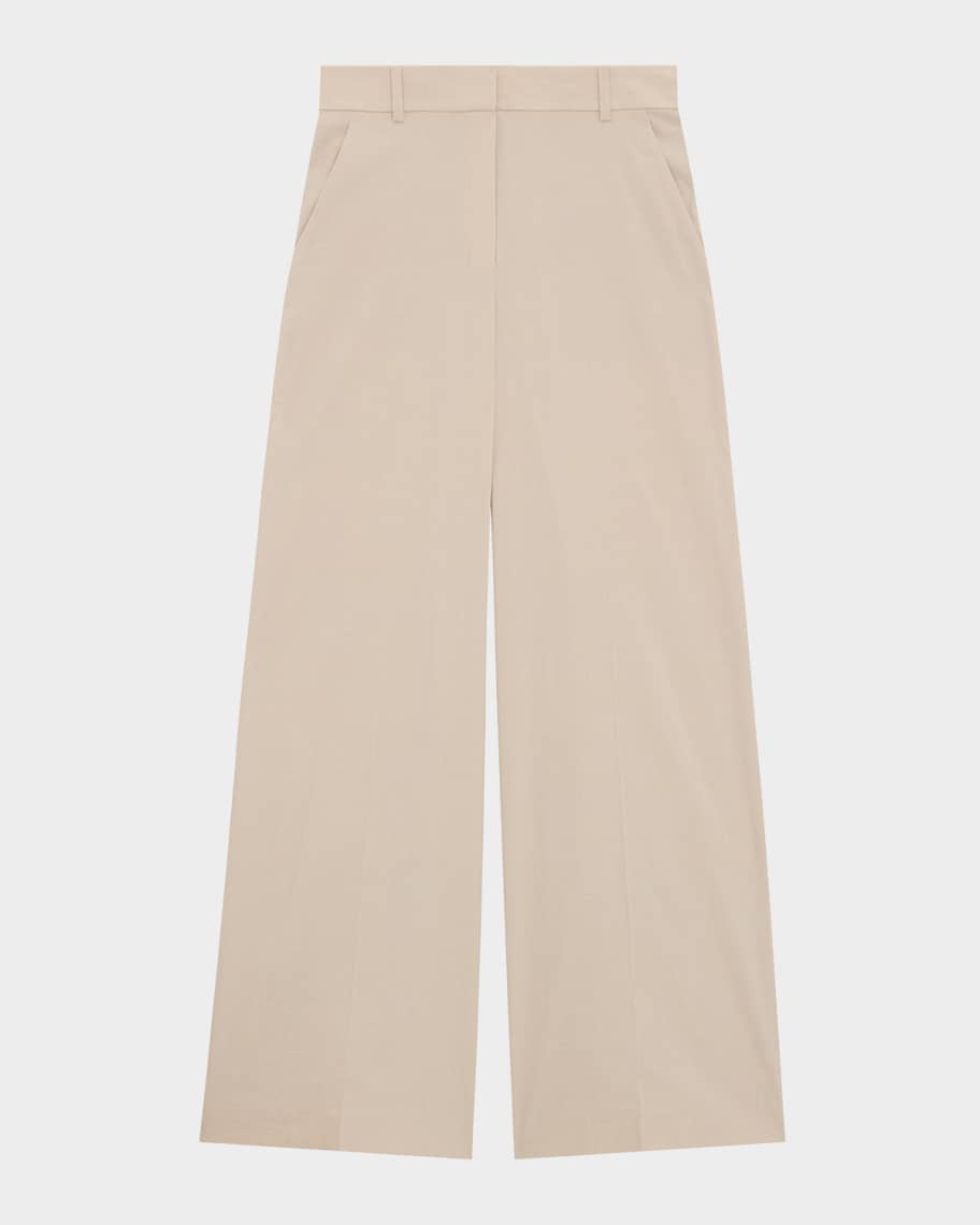 Theory Good Crunch High-Waist Wide-Leg Trousers | Neiman Marcus