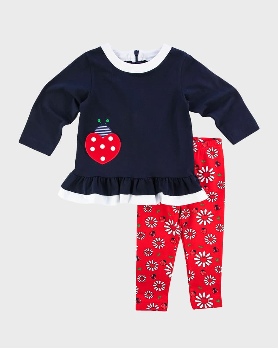 Florence Eiseman Girl's Ladybug Tunic & Floral Leggings Set, Size 12M-6 ...