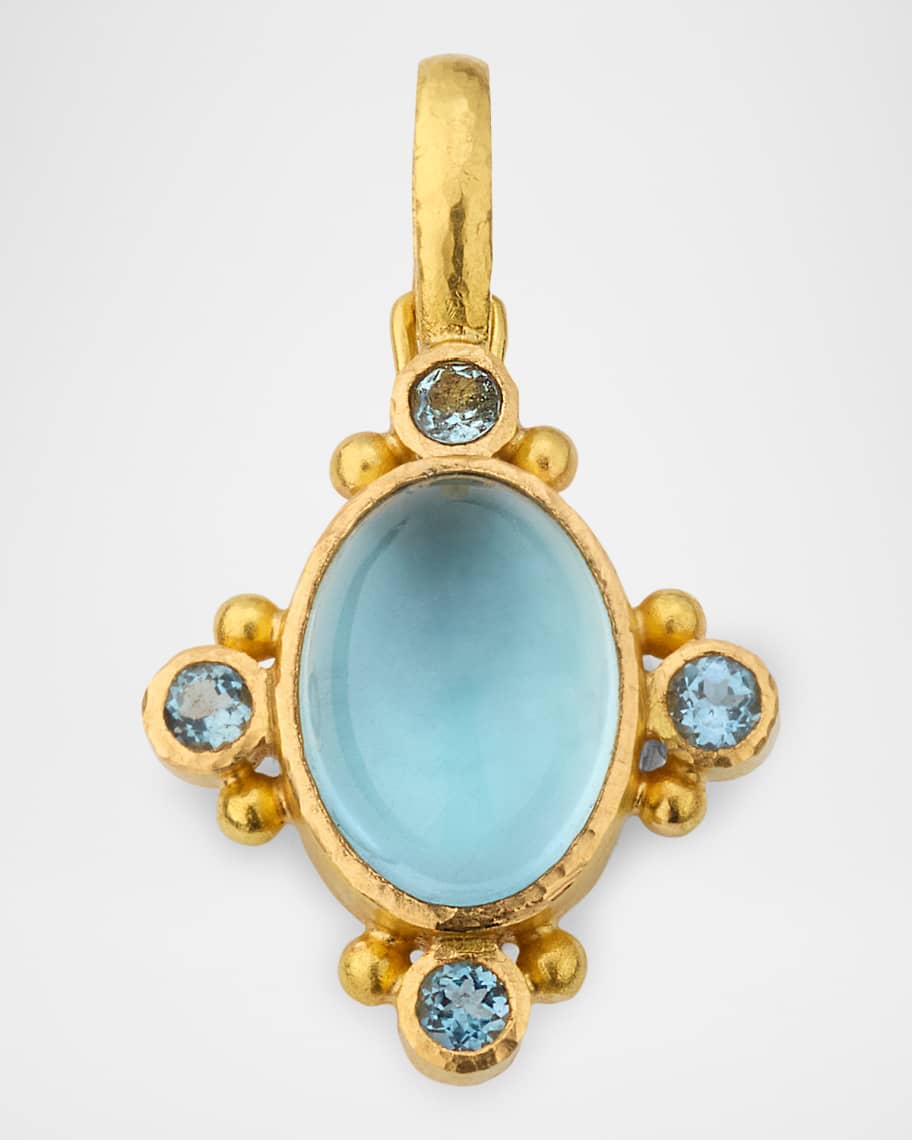 Elizabeth Locke 19K Vertical Oval Aquamarine Pendant | Neiman Marcus
