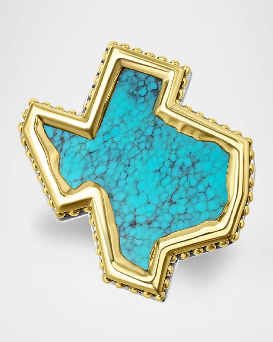 LAGOS Men's Sterling Silver 18K Anthem Texas Turquoise Ring, 21x23mm ...