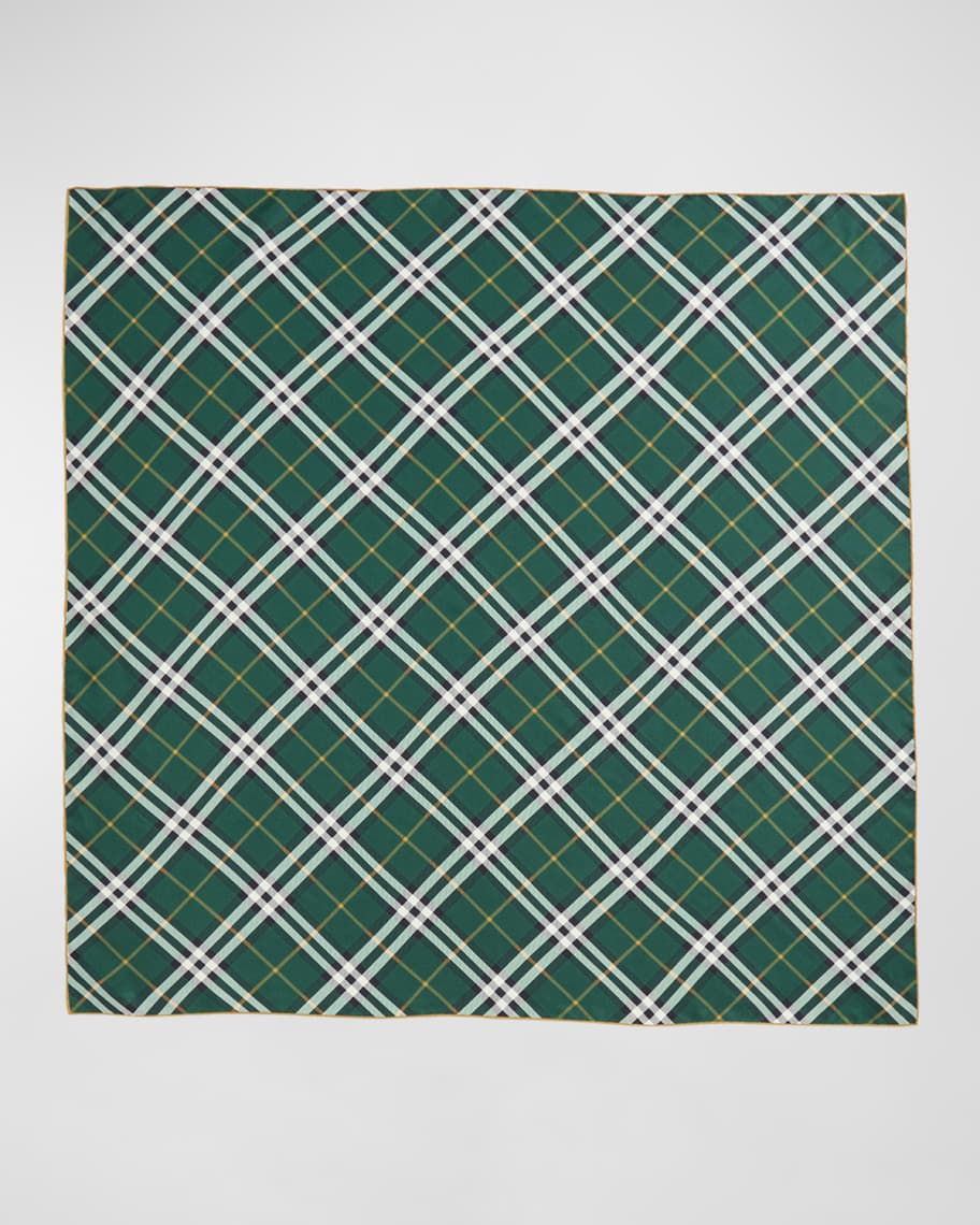 Burberry Green Check Silk Square Scarf | Neiman Marcus