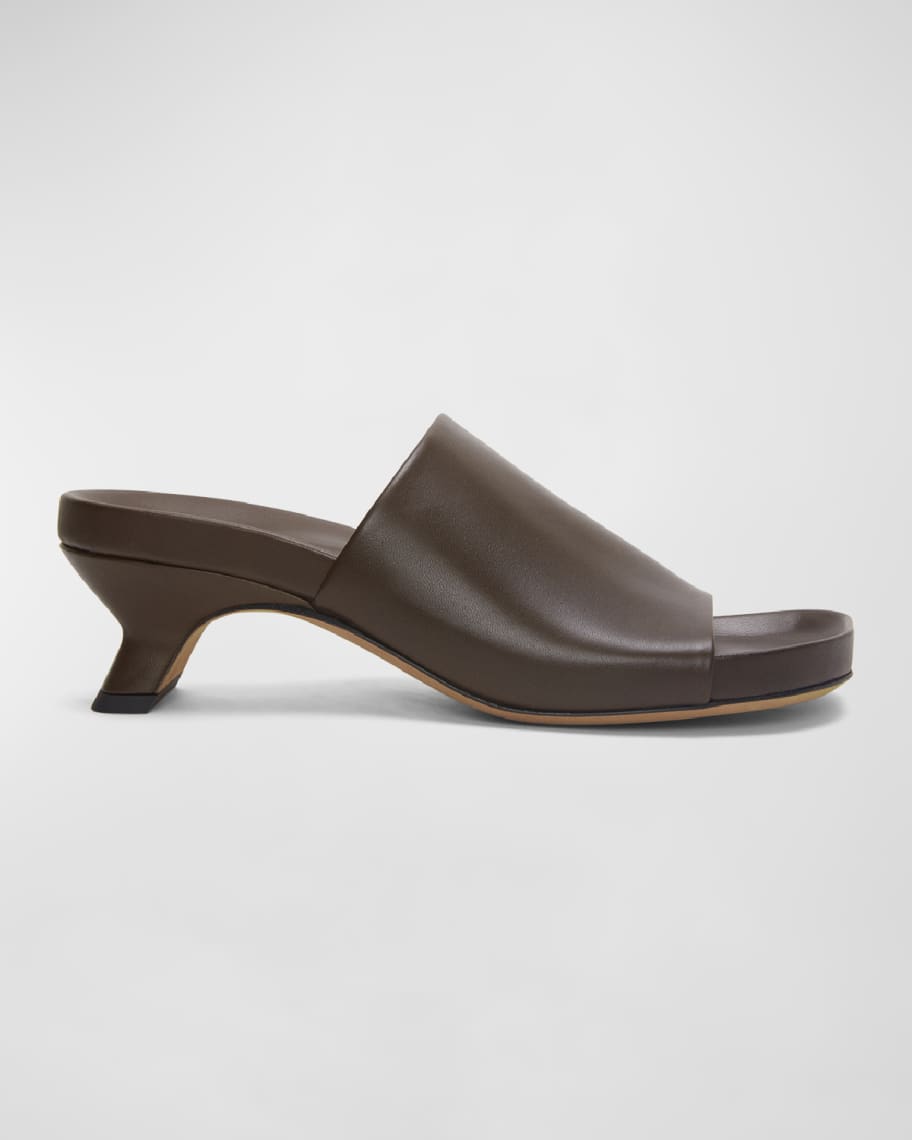 Loewe Ease Leather Kitten-Heel Slide Sandals | Neiman Marcus