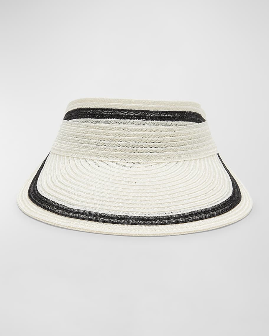 Eugenia Kim Ricky Two-Tone Braided Straw Visor | Neiman Marcus