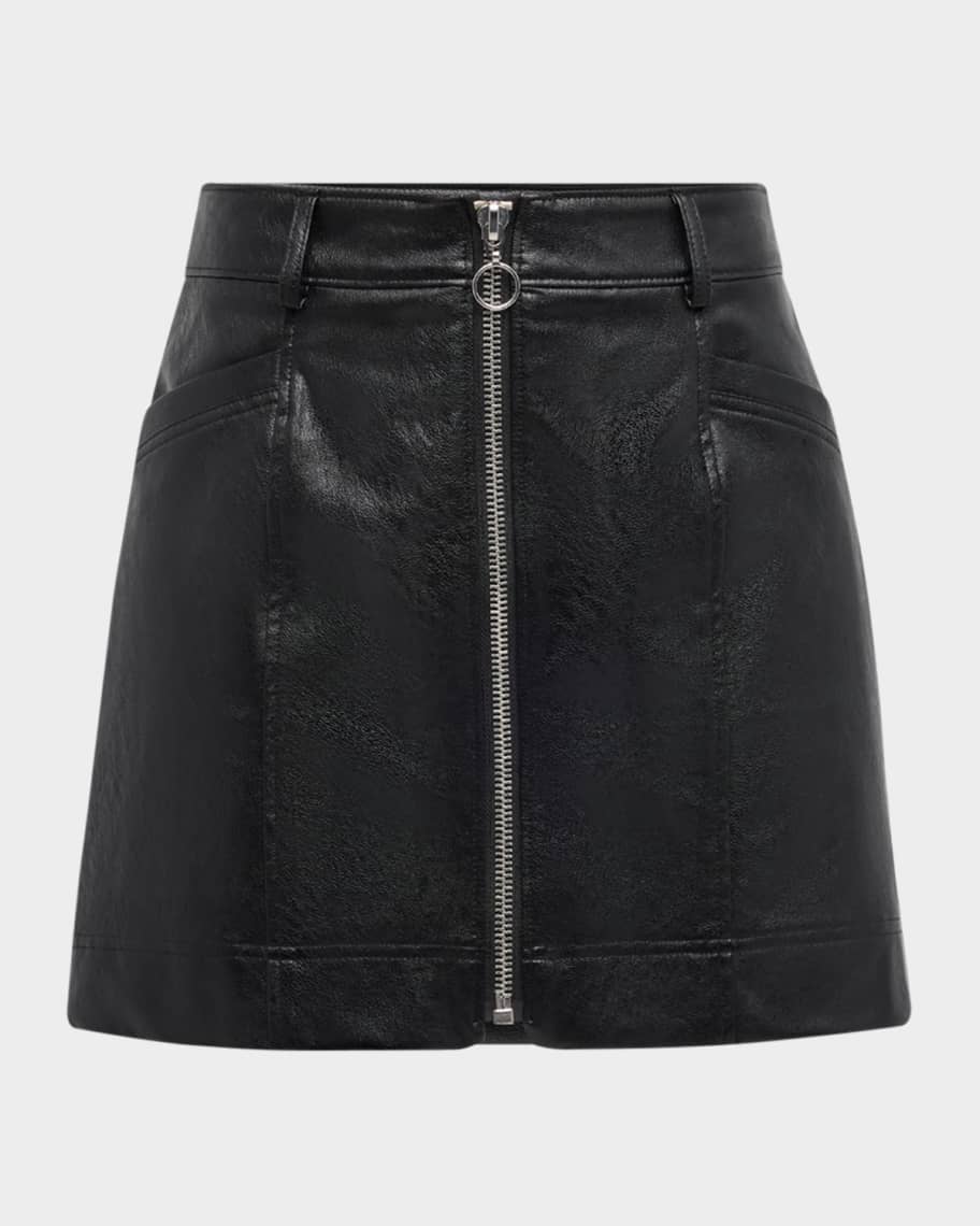 PAIGE Nomi Faux-Leather Zip Mini Skirt | Neiman Marcus