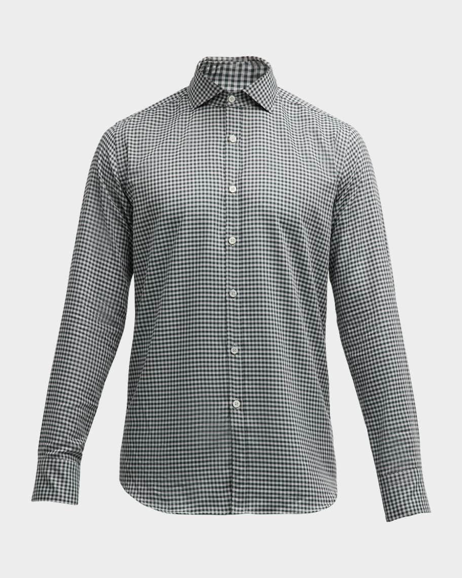 Canali Men's Gingham Button-Front Shirt | Neiman Marcus
