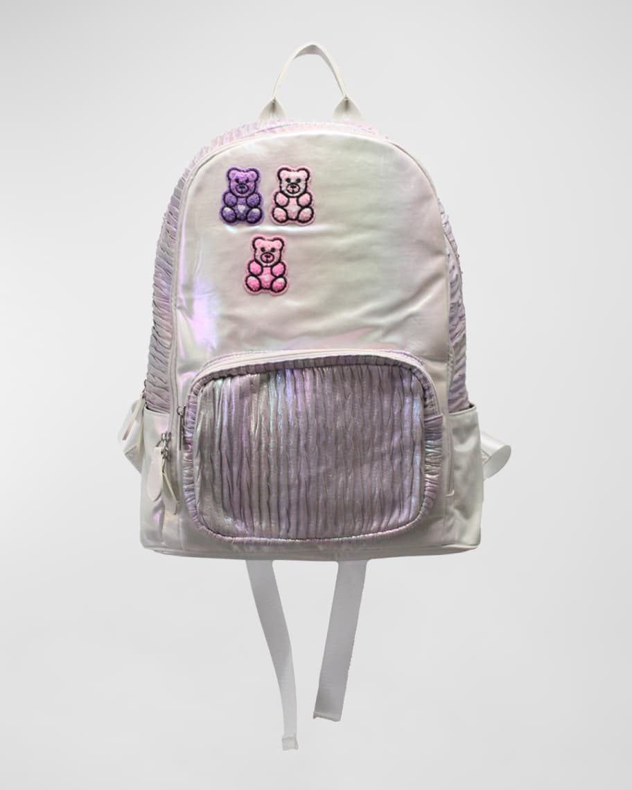 Bari Lynn Kid's Iridescent Backpack W/ Gummy Bear Patches | Neiman Marcus