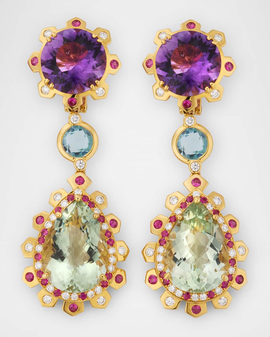 Nini Jewels 18K Yellow Gold Mixed-Stone Statement Earrings with ...