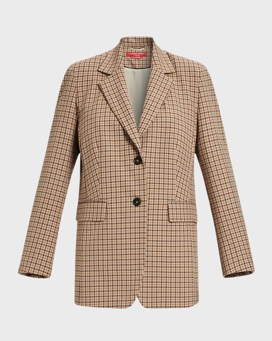 Marina Rinaldi Plus Size Michela Check-Print Button-Down Coat | Neiman ...