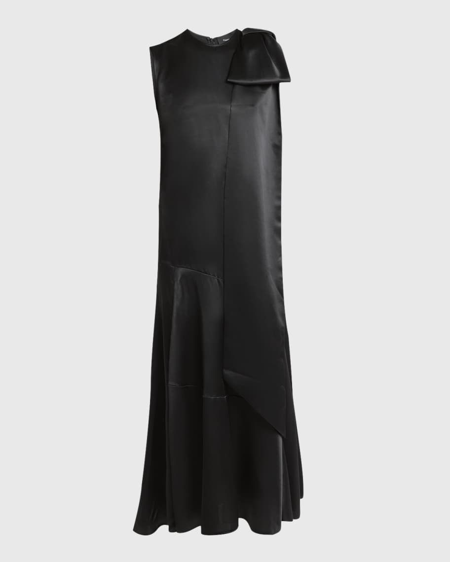 Simone Rocha Bow Sleeveless Bias-Cut Silk Midi Dress | Neiman Marcus