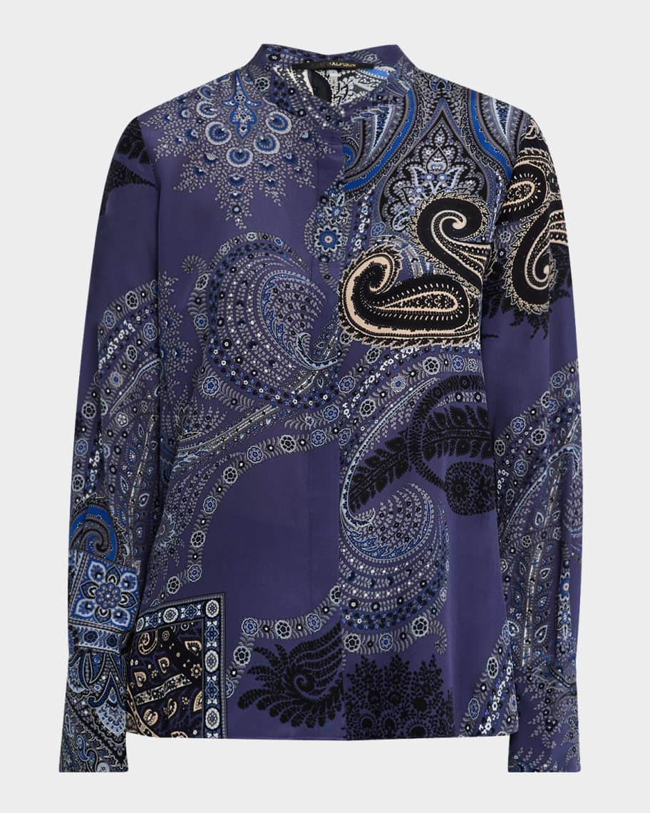 Kobi Halperin Bronson Paisley-Print Silk Blouse | Neiman Marcus