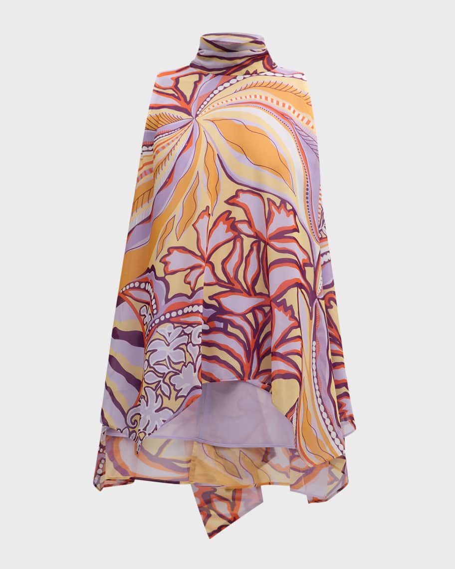 Ungaro Monique Floral-Print Handkerchief Blouse | Neiman Marcus