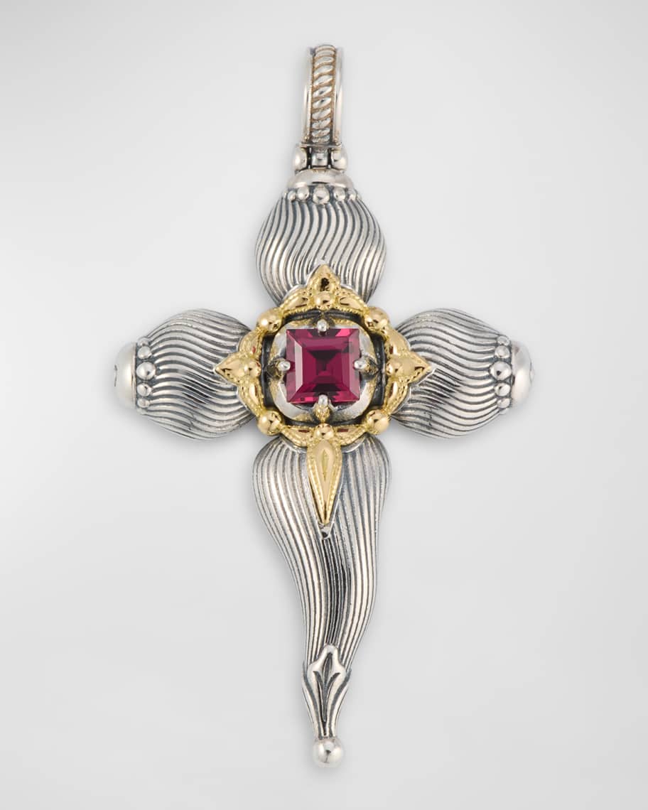 Konstantino Silver and Gold Rhodolite Cross Pendant | Neiman Marcus