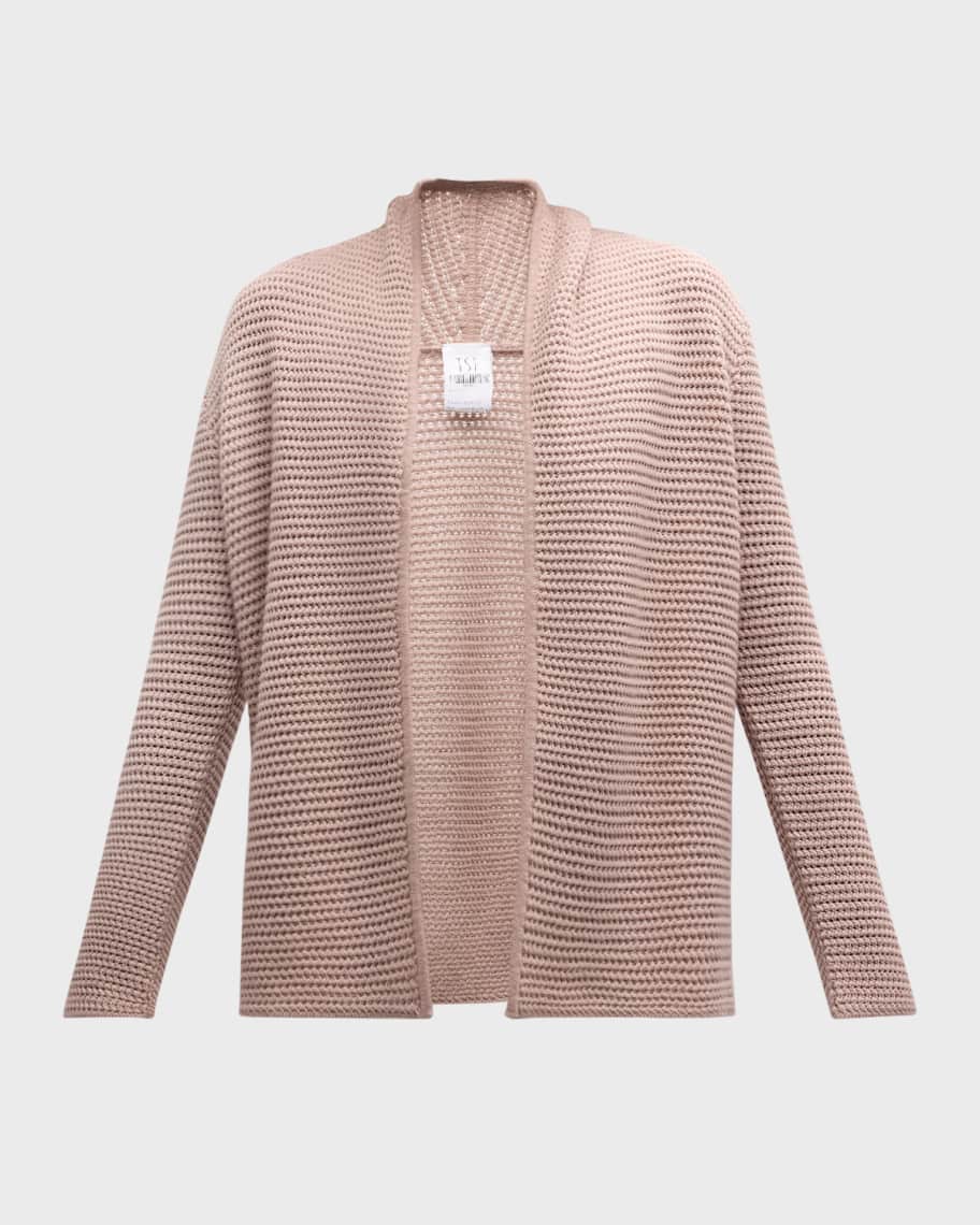 TSE Cashmere Textured Cashmere-Silk Cardigan | Neiman Marcus