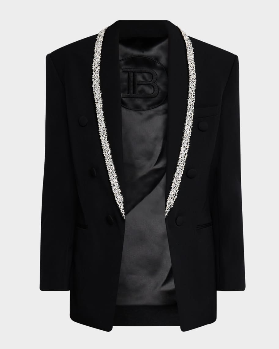 Balmain Men's Strass-Piped Shawl Jacket | Neiman Marcus