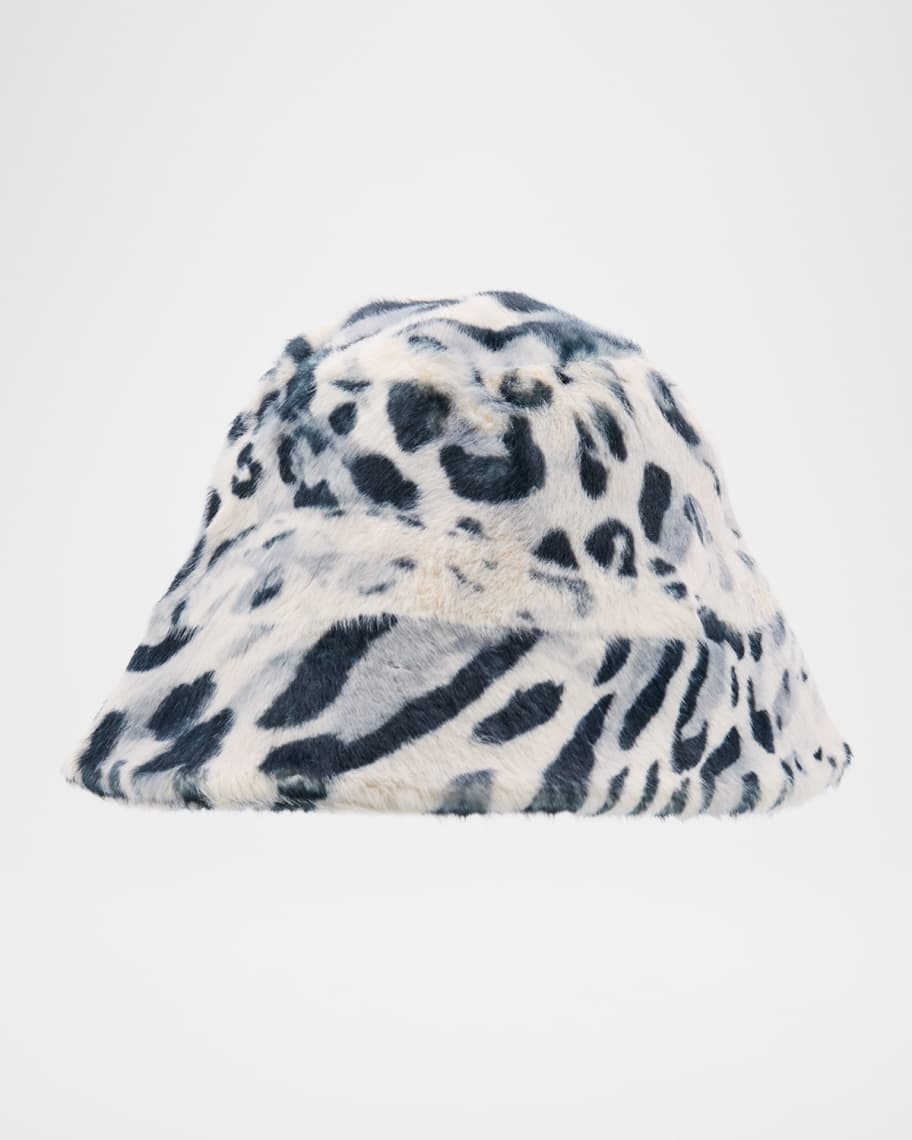 white leopard fur hat