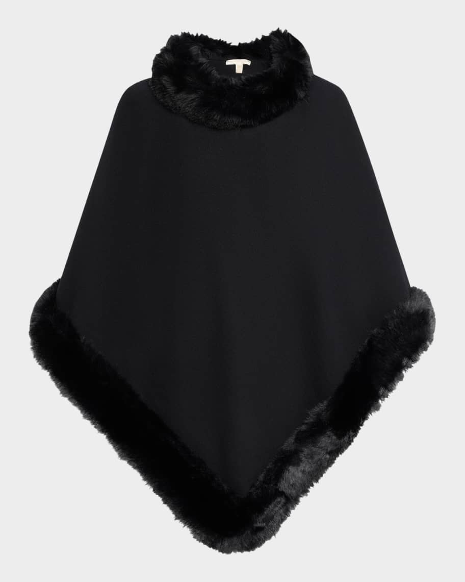 Adrienne Landau The Penny Poncho W/ Faux Fur Trim | Neiman Marcus