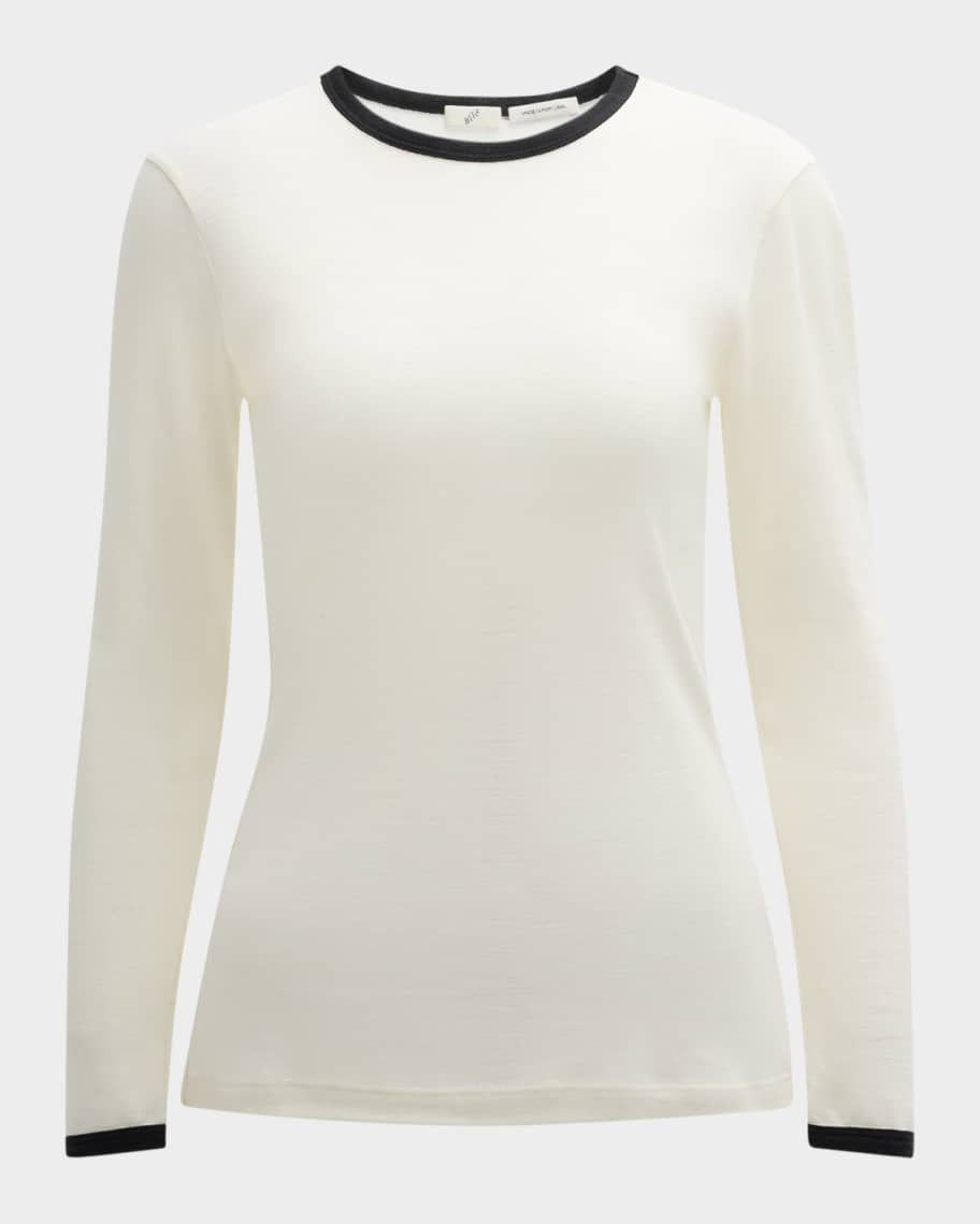 BITE Studios Two-Tone Long-Sleeve Merino Wool T-Shirt | Neiman Marcus