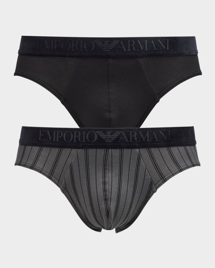Emporio Armani Men's Velvet-Waistband 2-Pack Briefs | Neiman Marcus