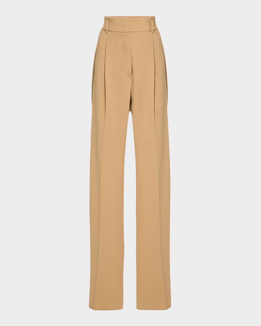 Max Mara Studio Marusca Pleated High-Rise Wool Pants | Neiman Marcus