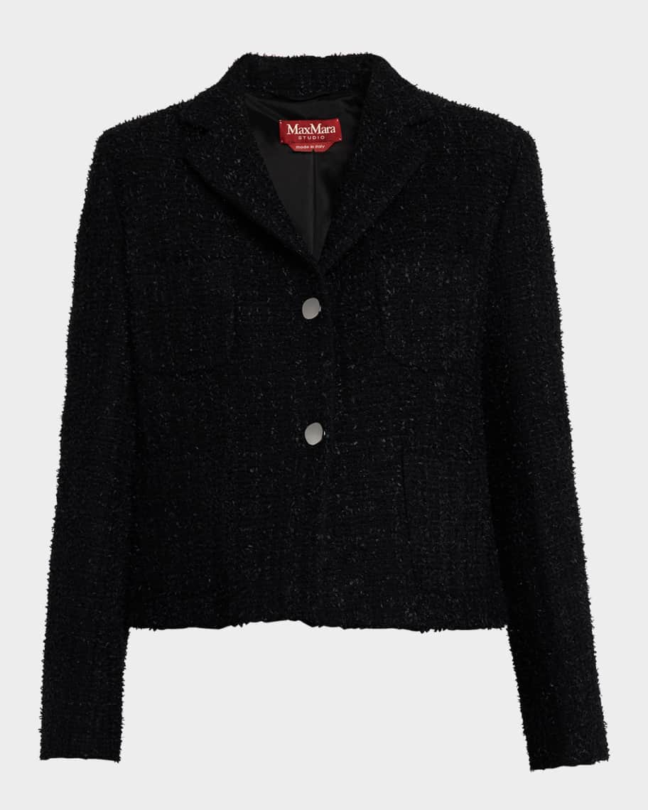 Max Mara Studio Aureo Button-Down Tweed Jacket | Neiman Marcus