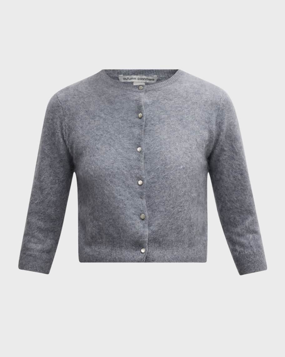 Autumn Cashmere Cropped Fuzzy Cashmere Cardigan | Neiman Marcus