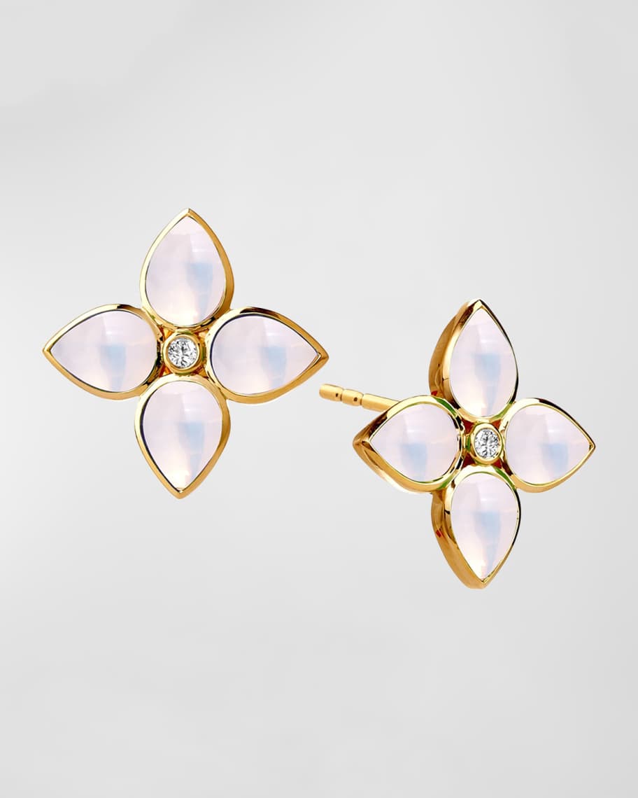 Syna 18K Yellow Gold Stone and Diamond Jardin Stud Earrings | Neiman Marcus
