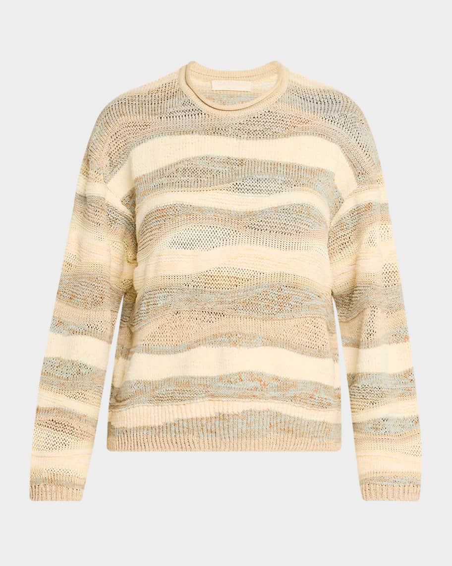 Ulla Johnson Francie Striped Crewneck Cotton Knit Sweater | Neiman Marcus