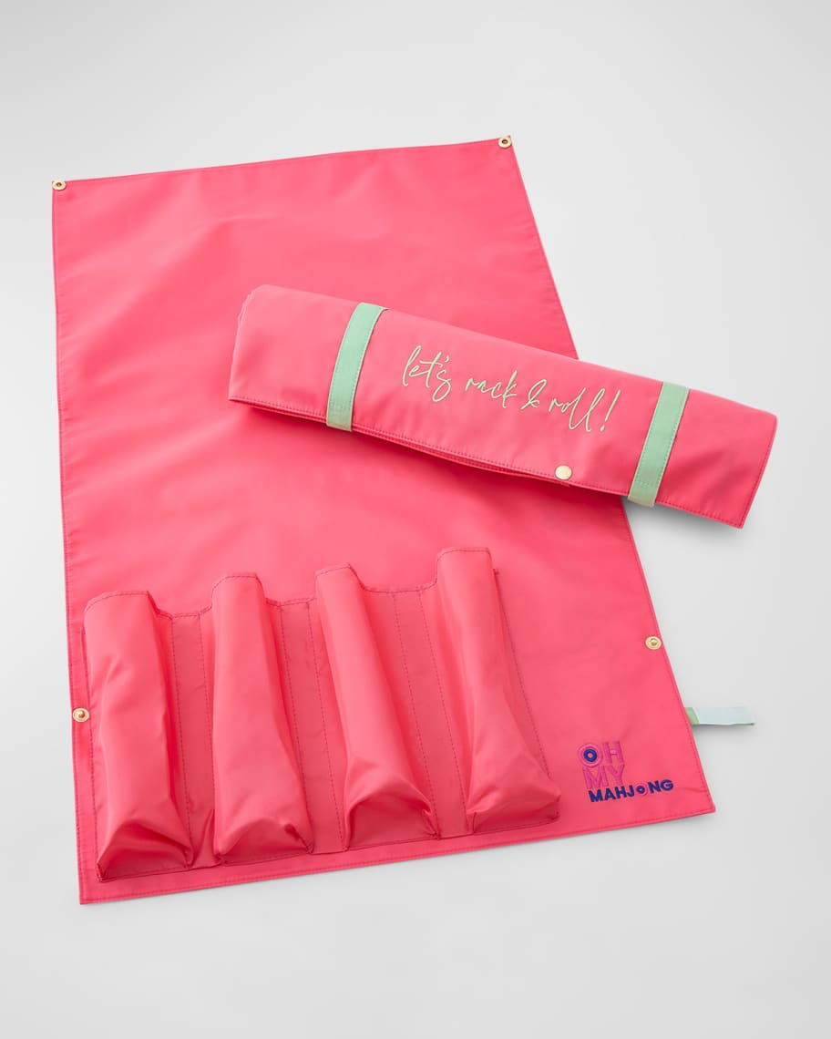 OH MY MAHJONG Let's Rack & Roll Bag, Strawberry Pink | Neiman Marcus