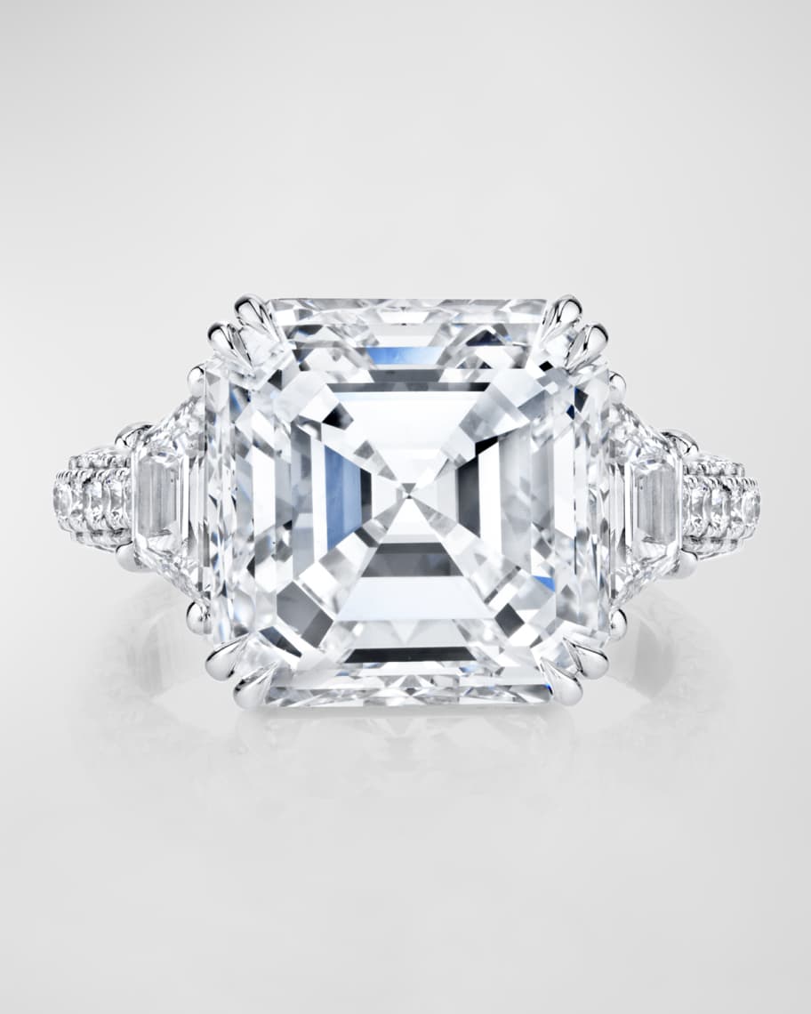 Neiman Marcus Diamonds Platinum 3 Stone Ring with Asscher Cut Diamond ...
