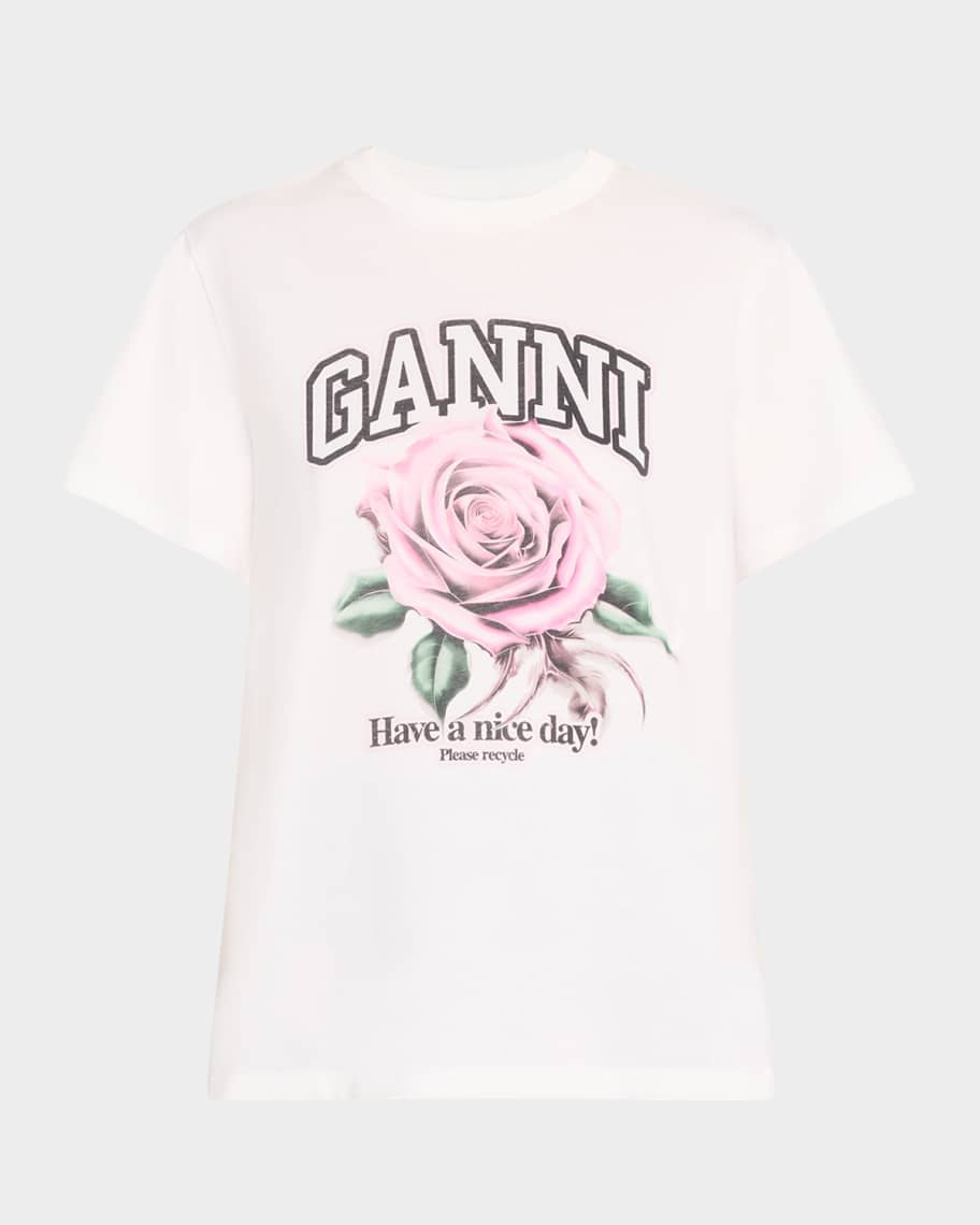 Ganni Rose Basic Jersey T-Shirt | Neiman Marcus