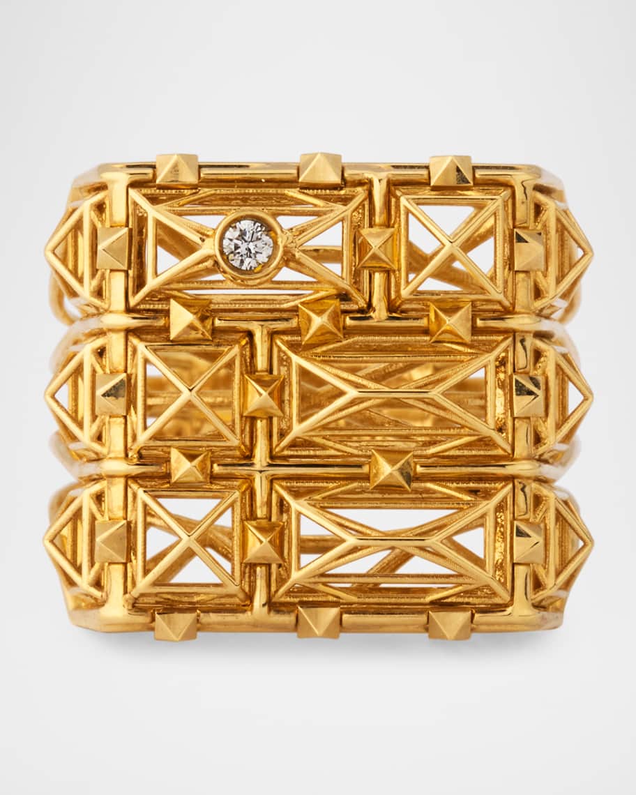 Peruffo Ink 18K Yellow Gold Square Caged Diamond Ring | Neiman Marcus