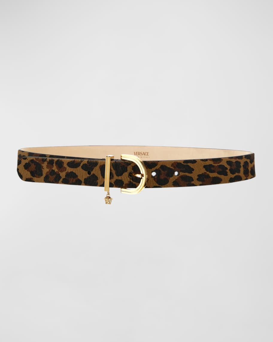 Versace Leopard Hair on Hide & Brass Belt | Neiman Marcus