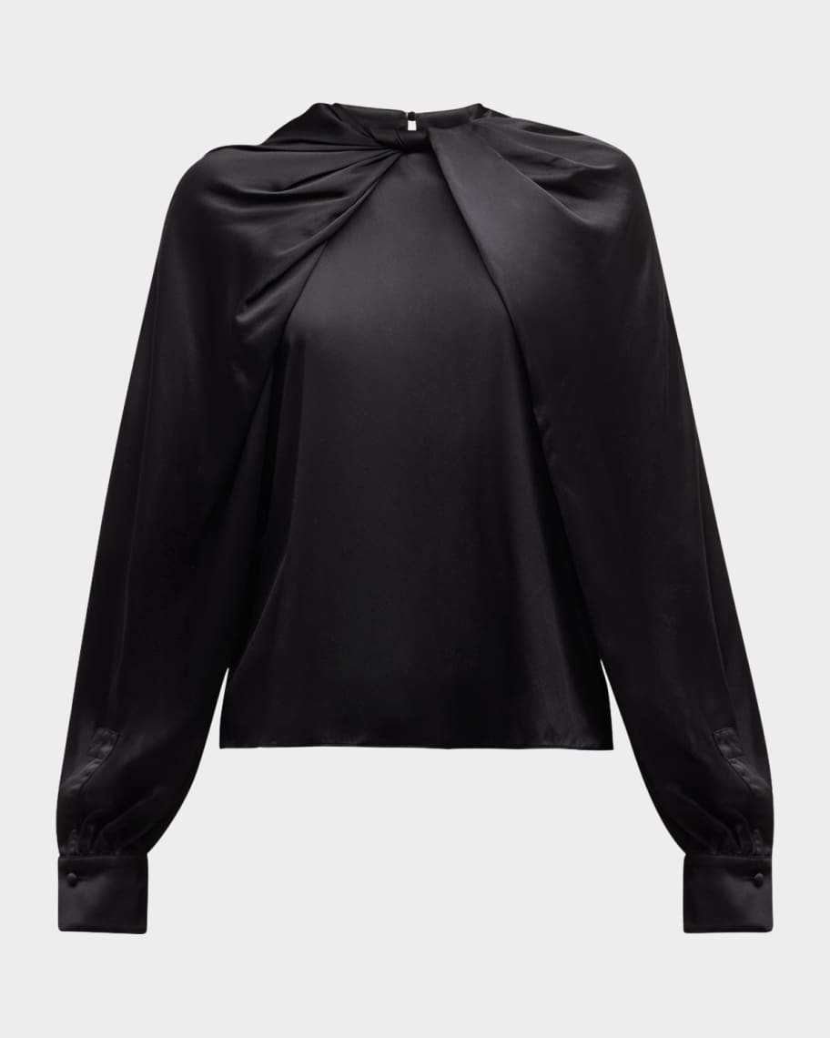 Max Mara Key Twisted Long-Sleeve Silk Blouse | Neiman Marcus