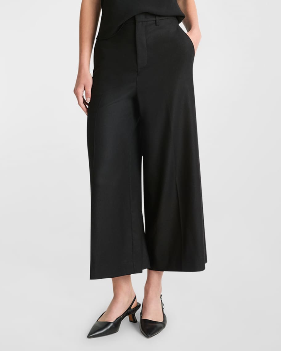 Vince Brushed Flannel Mid-Rise Culottes | Neiman Marcus