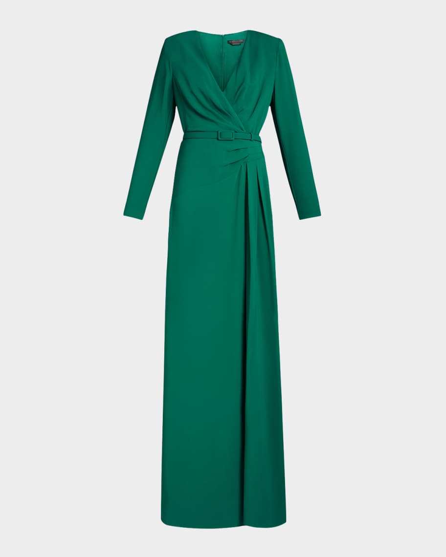 Marina Rinaldi Plus Size Bonbon Pleated Trumpet Gown | Neiman Marcus