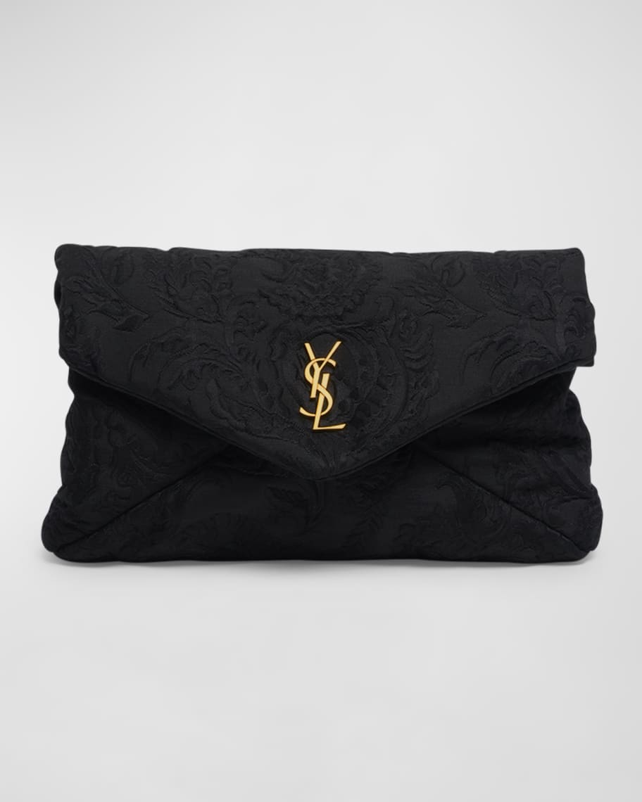 Saint Laurent Large YSL Envelope Pouch in Lace Brocade Wool | Neiman Marcus