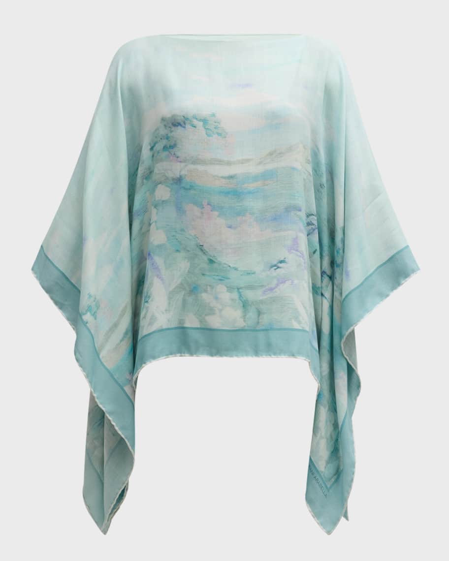 Rani Arabella Eden Cashmere-Blend Printed Poncho | Neiman Marcus