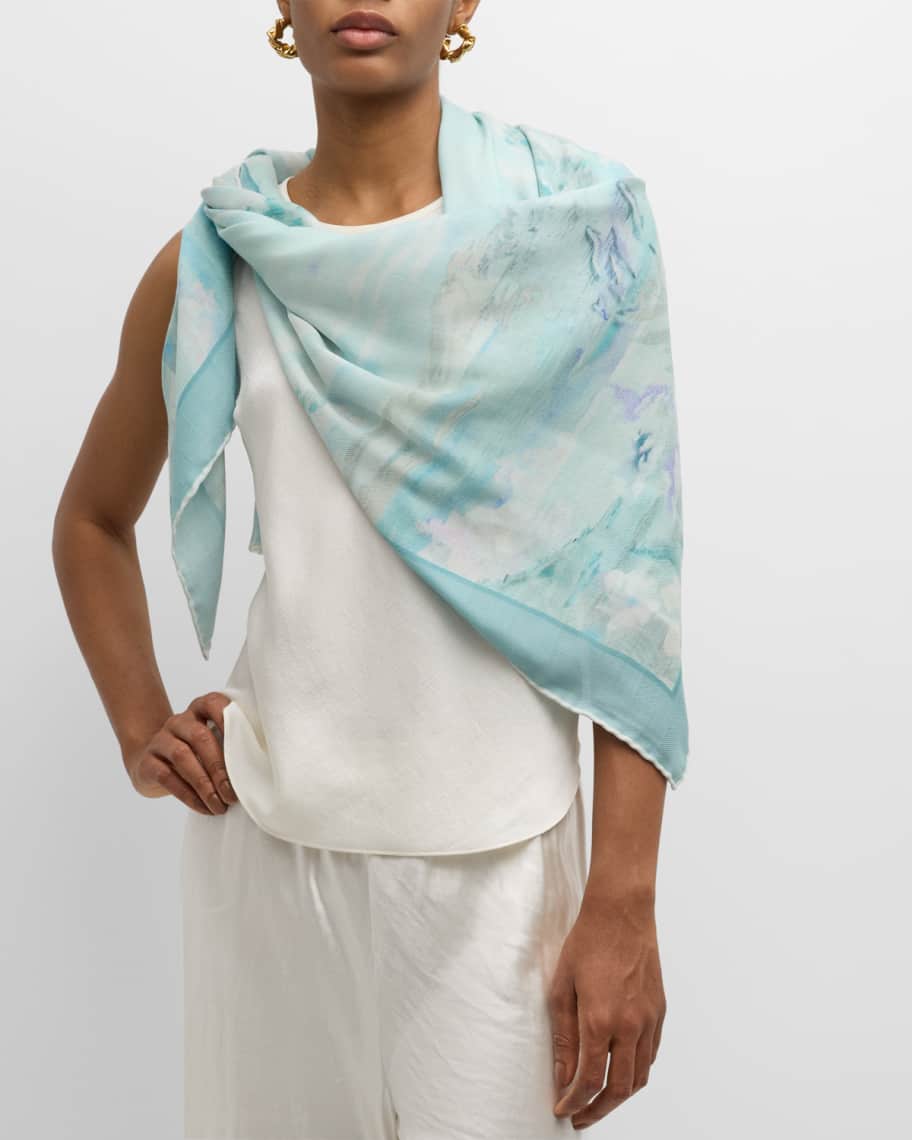 Rani Arabella Eden Cashmere-Blend Printed Scarf | Neiman Marcus